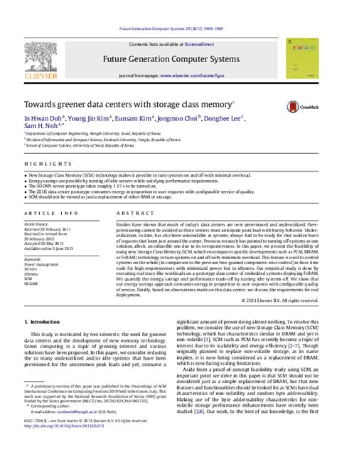 Pdf Towards Greener Data Centers With Storage Class Memory