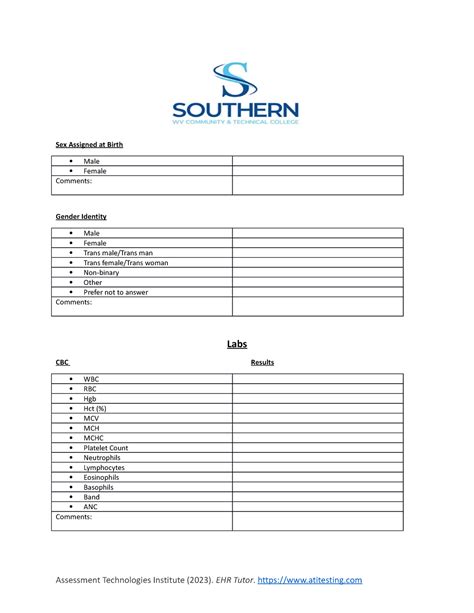 Assessment Flowsheet EHR PEDS Final Sex Assigned At Birth Male Female Comments Gender Studocu