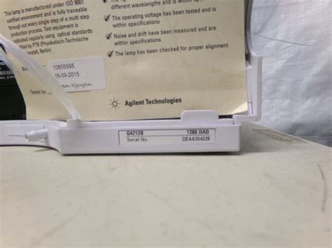 Agilent 1260 Dad Diode Array Detector G4212b Rolla Biotech