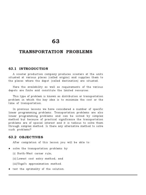 Transportation Problem 1 Mathematical Optimization Linear Programming