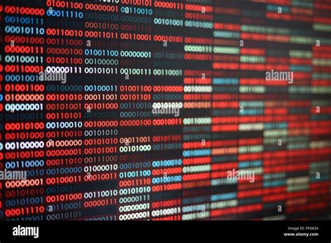 Computer Virus Infection Rows Of Binary Codes Randomly Colored Red And