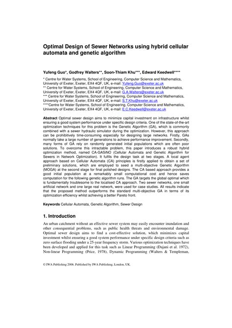 pdf optimal design of sewer networks using hybrid cellular automata