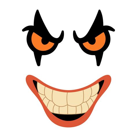 Evil Face Expression With Scary Eyes And Creepy Smile Perfect For