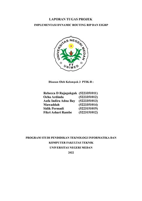 Laporan Tugas Projek Kelompok 3 Laporan Tugas Projek Implementasi Dynamic Routing Rip Dan
