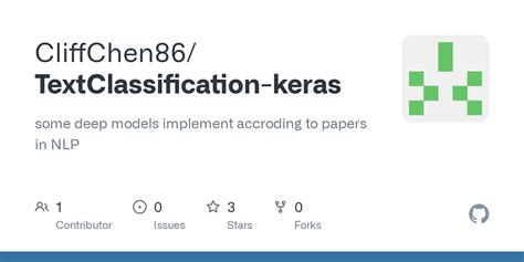 github cliffchen86 textclassification keras some deep models implement accroding to papers in nlp