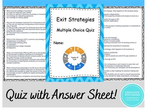 Exit Strategies Multiple Choice Quiz Teaching Resources