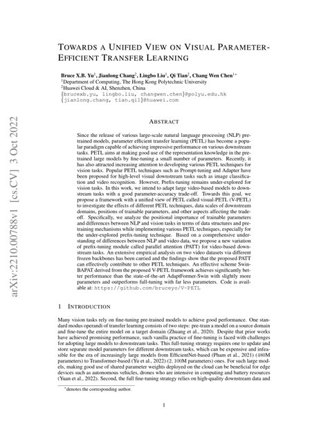 Pdf Towards A Unified View On Visual Parameter Efficient Transfer Learning