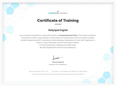 Satyapal Ingole On Linkedin Completed Python Programming Language Certificate From Internshala