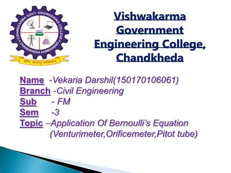 Application Of Bernoullis Equation Pptx
