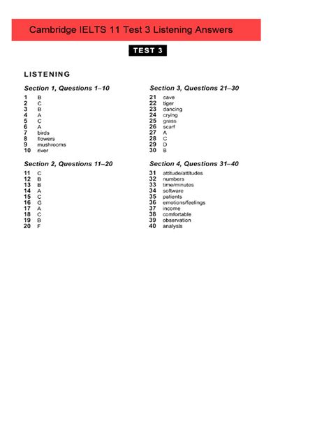 Cambridge Ielts 11 Listening Test 3 Answers Pdf
