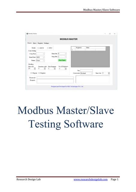 Rdl Modbus Protocol Testing Tool Pdf