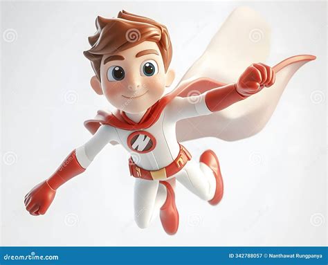 Superhero In A Dynamic Pose With A Flowing Cape Emblematic Costume