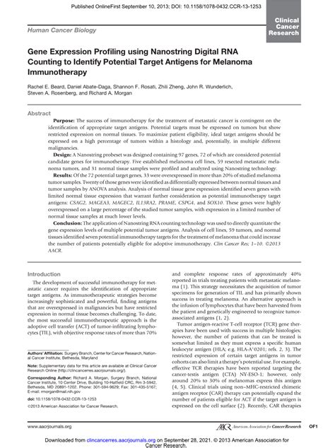 gene expression profiling using nanostring digital rna counting to