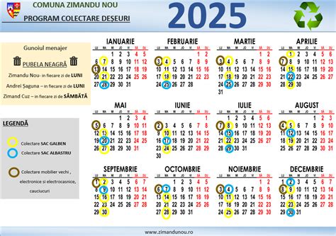 Grafic Colectare Deșeuri 2025 Primaria Comunei Zimandu Nou