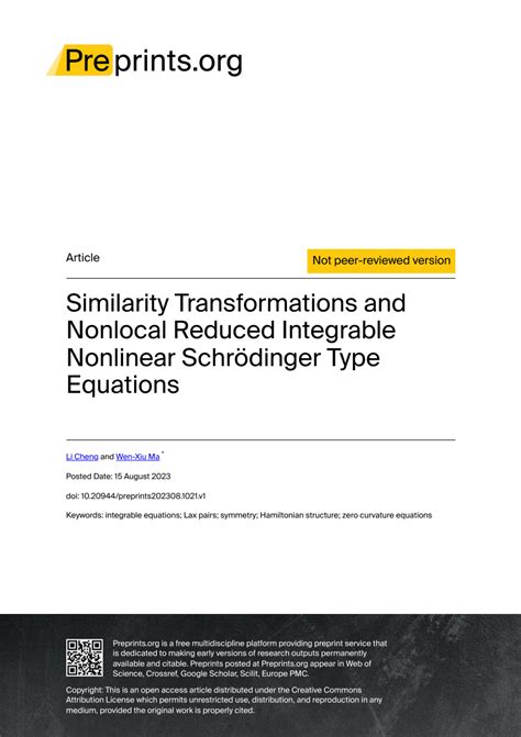 Pdf Similarity Transformations And Nonlocal Reduced Integrable