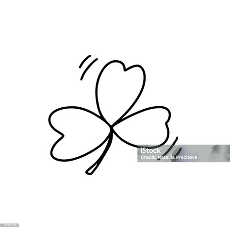 손으로 그린 축제 클로버 낙서 기호 기호 벡터 일러스트 흰색 배경에 고립 된 윤곽 선 아이콘 3월에 대한 스톡 벡터 아트 및