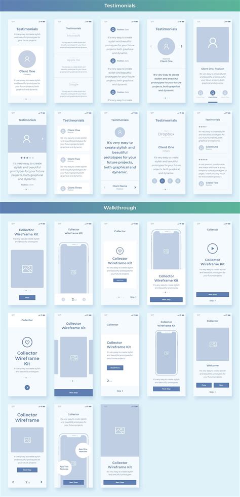 Collector IOS Wireframe UI Kit On Yellow Images Creative Store
