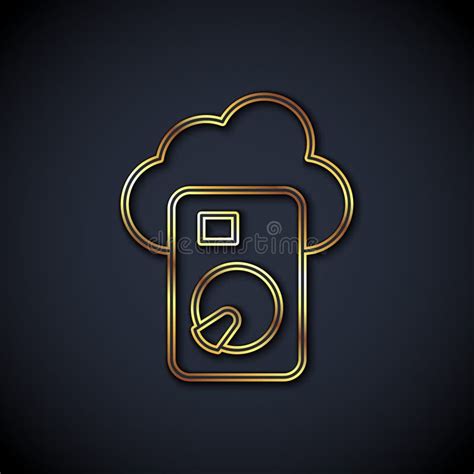 Gold Line Cloud Database Icon Isolated On Black Background Cloud Computing Concept Stock Vector
