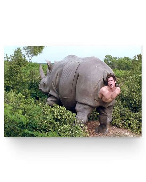 Ace Ventura Rhino Art Posterthe Rhino Scene In Ace Ventura Funny Poste