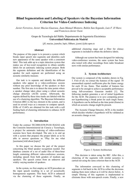 Pdf Blind Segmentation And Labeling Of Speakers Via The Bayesian