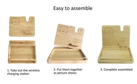 밤부 전화 충전기 구성원판 전화용 무선 출력 자석 스마트 워치 Tws 박스 펜 명함 정리 깔끔한 사무실 책상 대나무 소재로 더 환경 친화적입니다 Temu