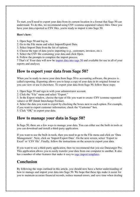 Ppt Sage 50 Data Management How To Import Your Data With Ease
