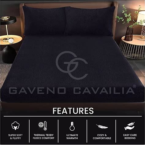 Gc Gaveno Cavailia Teddy Bear Plain Fitted Sheet Double Black Fleece