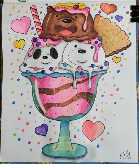 Teddy Bear Ice Cream 🍦🍨 With Markers Cute Easy Drawings Cute Doodles