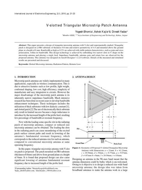 Triangular Patch Antenna 1 Pdf Antenna Radio Broadcast Engineering