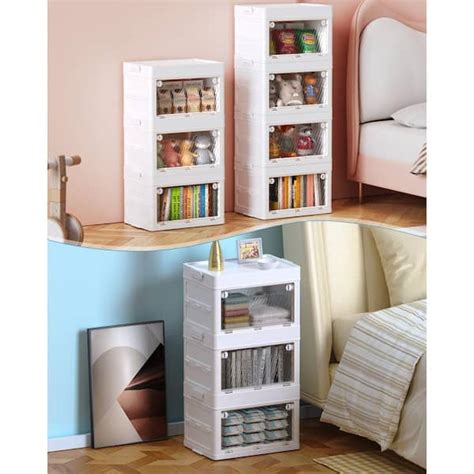 hooure 24 qt collapsible storage bins 3 tier stackable plastic closet