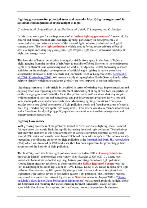 Pdf Lighting Governance For Protected Areas And Beyond Identifying