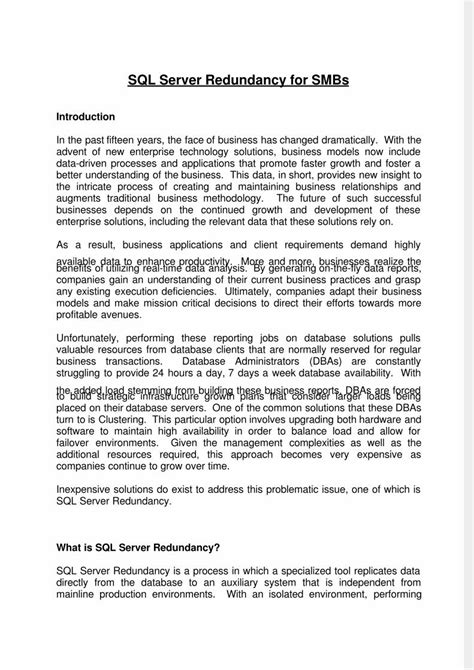 Pdf Sql Server Redundancy For Smbs Dokumentips Pdf Sql Server Redundancy For Smbs Dokumentips