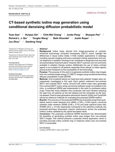 Ct‐based Synthetic Iodine Map Generation Using Conditional Denoising