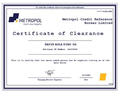 Metropol Crb Certificate Pdf