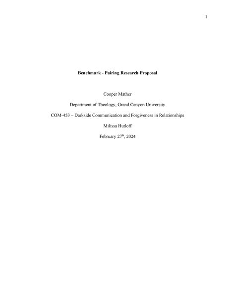 Com 453 Benchmark Pairing Research Proposal Benchmark Pairing