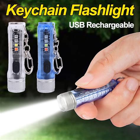 LED 미니 휴대용 키체인 손전등 USB 충전 고휘도 토치 가지 모드 방수 비상 마그네틱 조명 UV 램프 AliExpress
