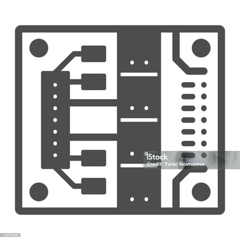 장착 슬롯 솔리드 아이콘 전자 개념 흰색 배경에 Pcb 벡터 기호 모바일 개념 및 웹 디자인을위한 글리프 스타일 아이콘이있는 인쇄 회로 기판 벡터 그래픽 10에 대한 스톡