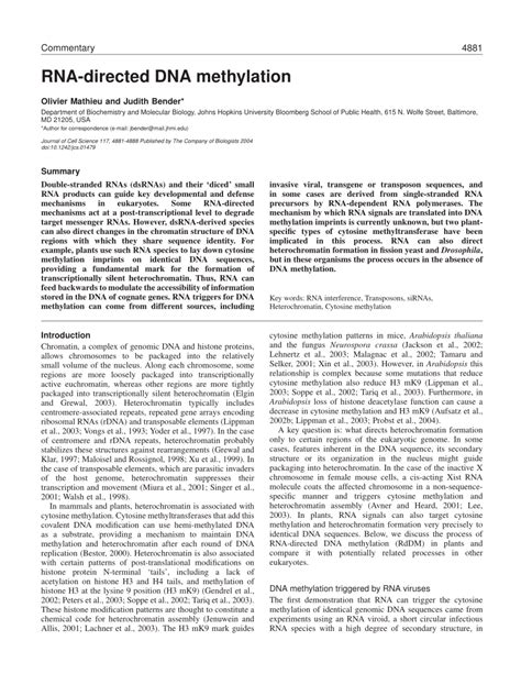 Pdf Rna Directed Dna Methylation