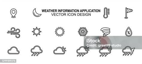 간단한 날씨 예측 정보 벡터 아이콘 사용자 인터페이스 그래픽 디자인의 간단한 세트 장소 달 온도 풍속 바람 맑음 눈 폭풍 흐린 비오는 습도 등의 아이콘이 들어 있습니다 0