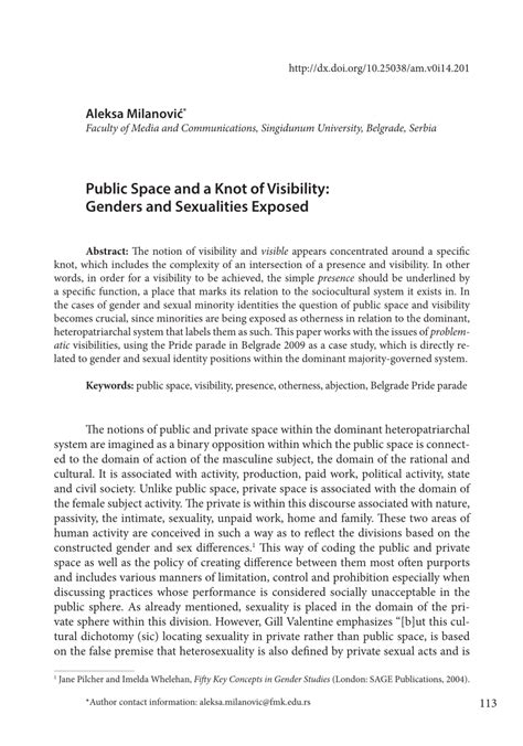 PDF Public Space And A Knot Of Visibility Genders And Sexualities Exposed