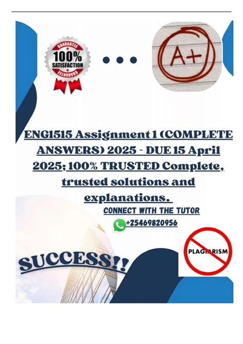 Eng1515 Assignment 1 Complete Answers 2025 Due 15 April 2025