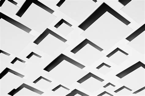 엄격한 검은 그림자 타일 패턴 상단 보기와 하드 라이트에 비행 마름모의 흰색 기하학적 배경 미래 스타일의 현대 추상적 인 배경 가벼운에 대한 스톡 사진 및 기타 이미지