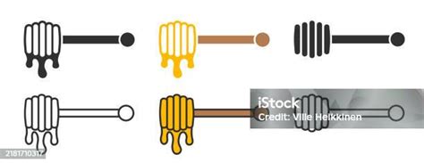 다양한 꿀 숟가락 아이콘 기호 세트입니다 꿀 기호 로고 기호 컬렉션입니다 액체 꿀벌 꿀 기호입니다 꿀 패키지 디자인 벡터 일러스트 레이 션 이미지 흰색 배경에 고립되어