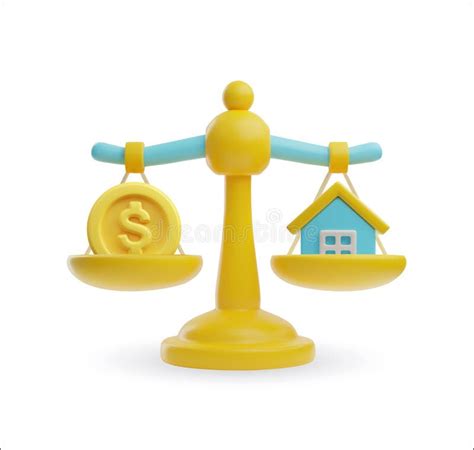 Real Estate Value 3d Balance Scale Vector Illustration Stock Vector
