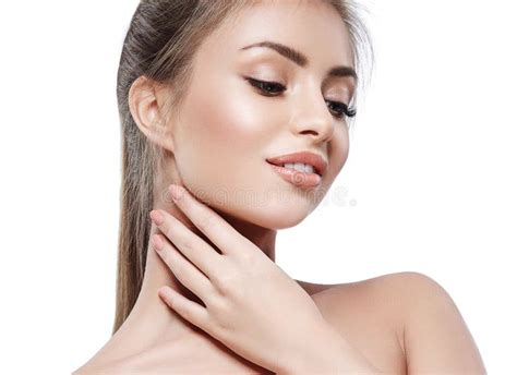 Blonde Woman Beauty Portrait Close Up Isolated On White Stock Image