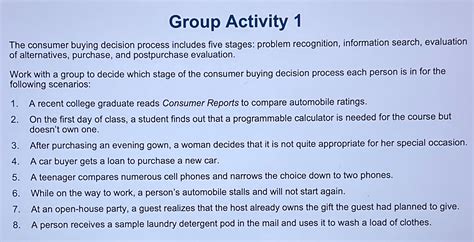 Solved Group Activity 1the Consumer Buying Decision Process