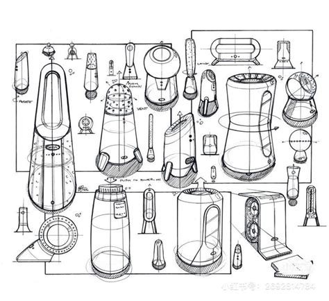 Industrial Design Sketch Of Coffee Makers And Equipment Air Purifier