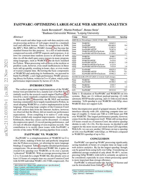 Fastwarc Optimizing Large Scale Web Archive Analyt Pdf Data