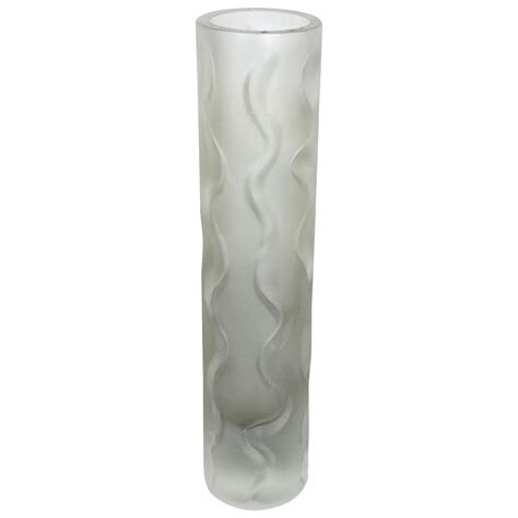 Large Vintage Green Brown Hand Blown Crystal Glass Vase By Joska