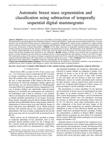 pdf automatic breast mass segmentation and classification using